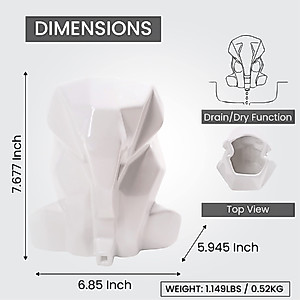 LUMI Large Ceramic Kitchen Utensil Holder For Countertop 6.3x5.2x4.2 Inches With Drainage - Stable Cooking Utensil Organizer For Kitchen and Farmhouse Decor-Gift for Christmas