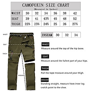 CAMOFOXIN Men's Hiking Pants Outdoor Convertible Quick Dry Fishing Pants & Shorts (Army Green, 34W X 30L)