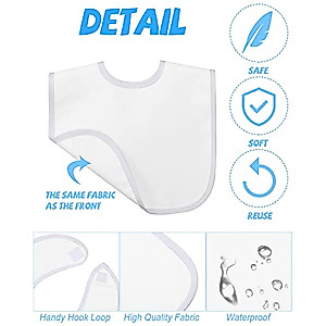 Foaincore 30 Pack Blank White Baby Bibs 2 Ply Waterproof Absorbent White Bibs Unisex Sublimation Baby Drool Bib with Hook and Loop Fastener Drooling Bibs for Baby Decorating Feeding Teething Drooling