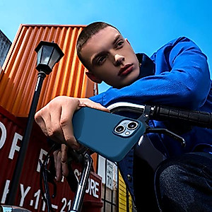 TOCOL 5 in 1 for iPhone 14 Case, with 2 Pack Screen Protector + 2 Pack Camera Lens Protector, Liquid Silicone Phone Case for iPhone 14, Midnight Blue