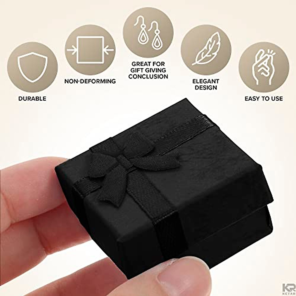 Black Ring Box for Wedding Ceremony - 24Pcs Small Jewelry Box Ring Holder Earrings Box Small Square Ring Boxes for Jewelry Gift - Birthday Earring Gift Box Engagement Ring Box Hard Jewelry Travel Case