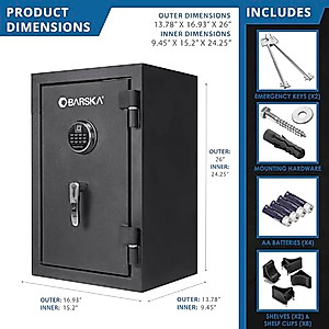 Barska Advanced Digital Biometric Fingerprint & Keypad Code Security Fireproof Safe - 2.02 Cu Ft with LED Light & Alarm