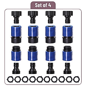 Bates- Garden Hose Quick Connectors, 4 Set, 3/4 Inch, Male and Female, Plastic Hose Connector, Garden Hose Quick Connect Hose Fittings, Water Hose Quick Connect Fittings, Quick Release Hose Connector