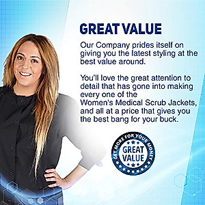 M&M SCRUBS Women's Scrub Jacket Medical Scrub Jacket L Black