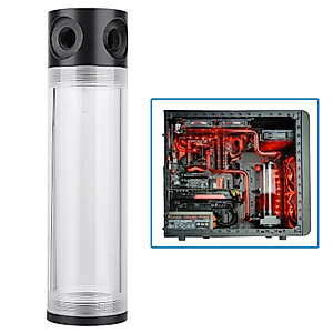 Water Cooling Reservoir, PC Water Reservoir 190mm*50mm Diameter G1/4'' POM Cylindrical CPU Water Cooler Reservoir System Heat Sink Kit Cooling Acrylic Water Reservoir for PC