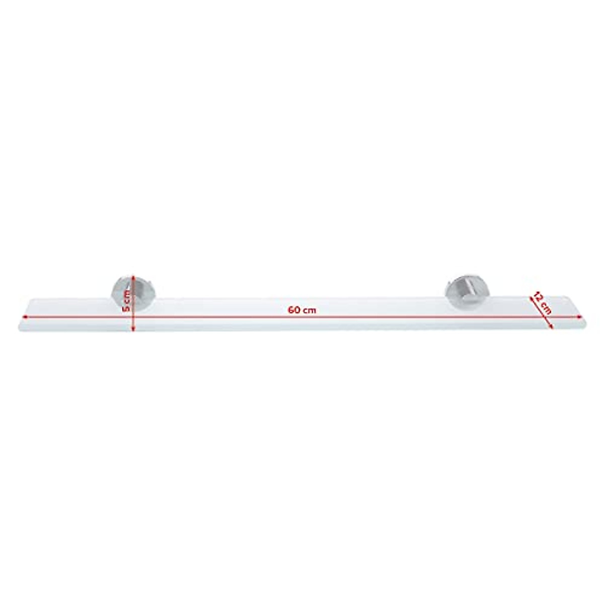tesa SMOOZ Glass Bathroom Shelf - No Drill Shelf Made of Satined Glass and Chrome-Plated Metal - Stainless - Waterproof - Includes Removable Adhesive Solution, 121 mm x 600 mm x 50 mm