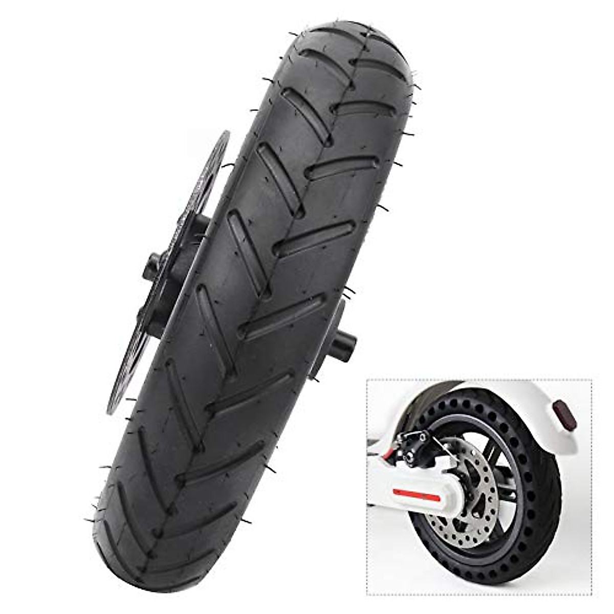 SolUptanisu Electric Scooter Tyre,Explosionproof Rear Tyre with Disc Brake for M365 Electric Scooter Replacement Access
