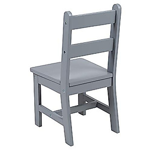 Flash Furniture Kyndl Kids Solid Hardwood Table and Chair Set for Playroom, Bedroom, Kitchen - 3 Piece Set - Gray