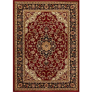 Well Woven Barclay Collection Medallion Kashan Red 5x7 Area Rug - for Living Room, Bedroom, and Dining Room