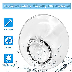 Piutouyar 12Pcs Suction Cup with Ring 2"/50mm Clear Key Ring Suction Cups Sucker for Window Kitchen Wall Hook Hanger