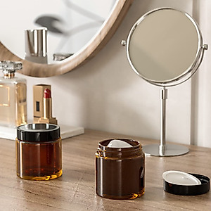 Amber Glass Jar with Lids, Tecohouse 4 oz, 2 oz and 1 oz Glass Jars with Lids & Stickers, Reusable Travel Containers for Creams, Lotion, Cosmetic - 3 pack