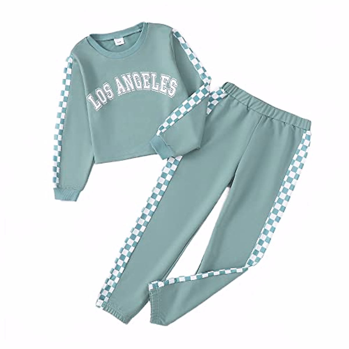 YOURUIKEY Girl Clothes Top Pants Sets Cotton little Girl Outfits Green Sweatsuits Kid Girl's Clothing Set for Size 7-8 Years Old Girls