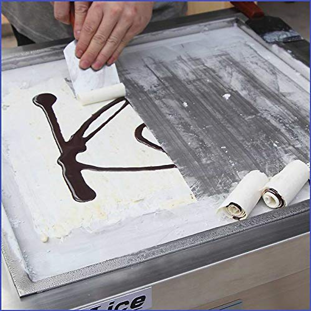 Kolice Commercial ETL NSF UL certificated 21"x21"(52x52cm ) single square ice pan fried ice cream machine, frozen yogurt roll ice cream machine, fry ice cream roll machine-auto defrost, smart AI temperature control