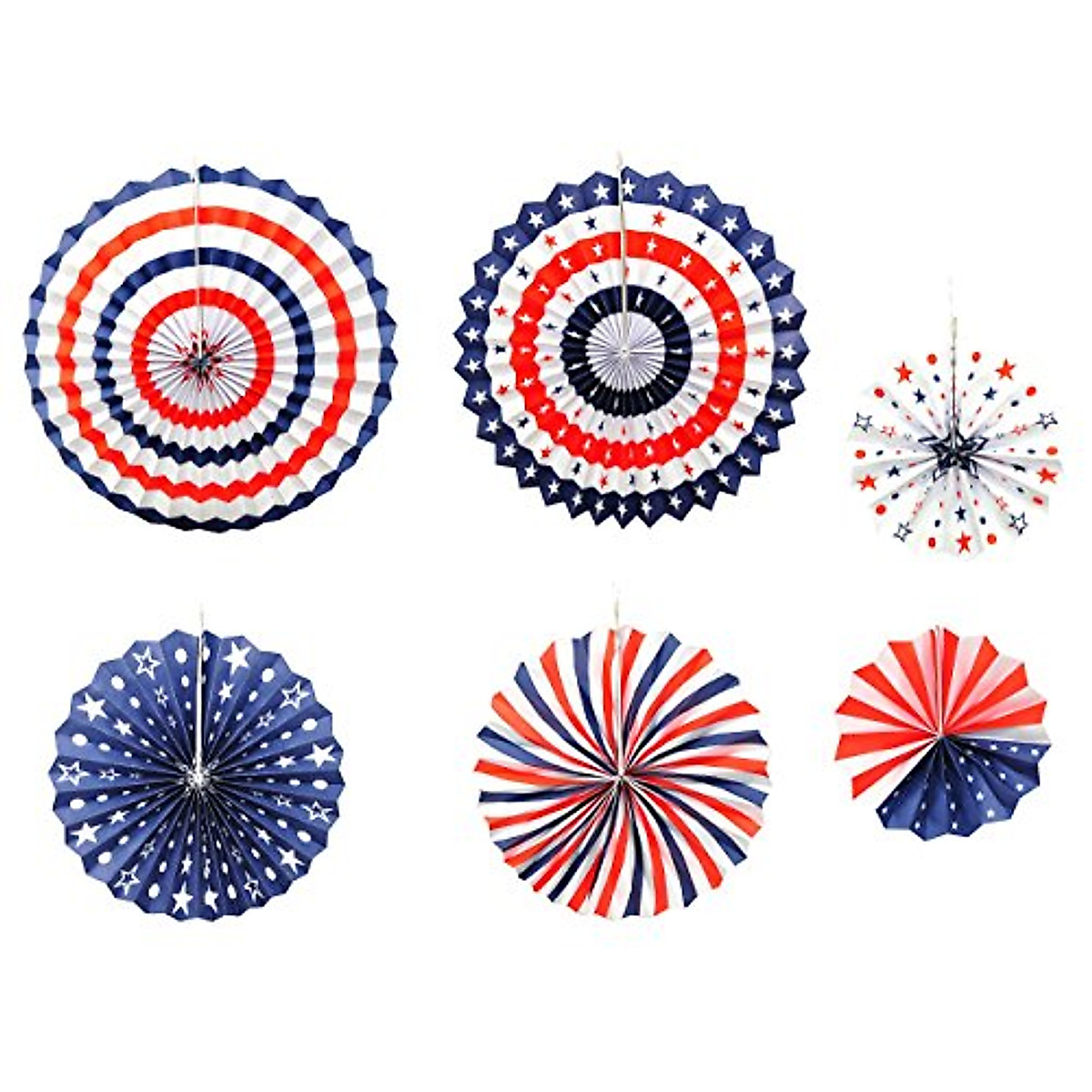 Mandala Crafts Patriotic Red White and Blue Decoration American Flag Paper Fan Set for 4th of July, Independence Day, USA Holiday, Election, Political Party
