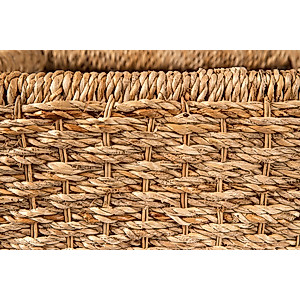 Wholestory Collective Handwoven Wicker 35" Banana Leaf Rattan Storage Trunk and Chest Seagrass XL Organizers with Lid, Natural Color with Handles