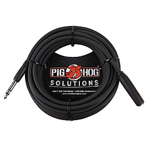 Pig Hog PHX14-25 1/4" TRSF to 1/4" TRSM Headphone Extension Cable, 25 Feet (2-Pack)