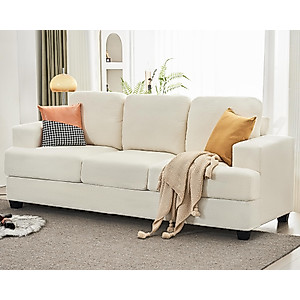 HOWE Couch, Comfy Sofa Couch with 24" Extra Deep Seats, Offwhite Modern Sofa- 3 Seater Sofa Couch for Living Room Apartment Lounge, Bouclé