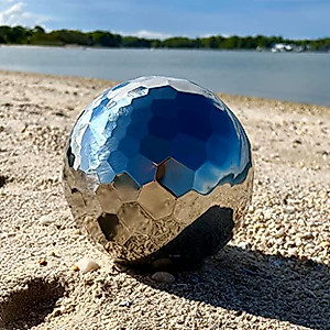 WHW Whole House Worlds Crosby Street Stainless Steel Gazing Ball for Homes and Gardens, 7.75 Inches Diameter, Faceted Mirror Surface