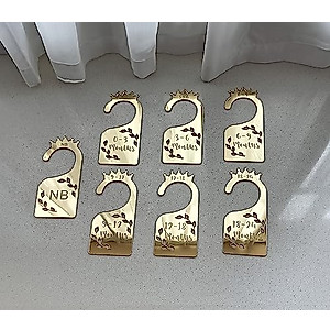 Baby Closet Dividers,Set of 7 Acrylic Mirror Baby Clothes Organizers for Wardrobe Closet Home Nursery from Newborn to 24 Months (Gold Mirror, Model 1)