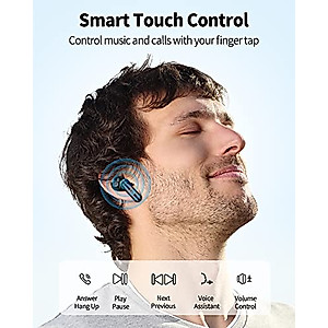 EARB Bluetooth Headphones Wireless Earbuds with 4 Speakers Hi-Res Audio Earphones 30H Playtime with Charging Case and LED Display Touch Control Waterproof in-Ear Headset USB-C for Sports Work Game