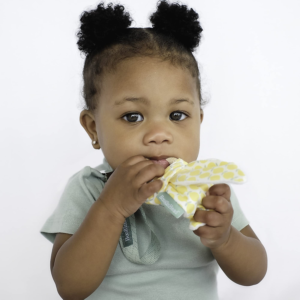 BooginHead Pacifier Clip and Natural Wood Baby Teether, Lemons