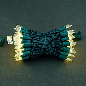 YULETIME Warm White LED Christmas Lights with Green Wire, 33 ft 100 Count UL Certified Commercial Grade Holiday String Light Set (Warm White - Green Wire)