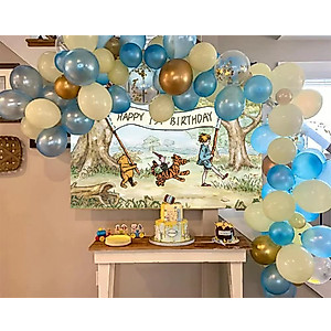 Winnie Backdrop Happy 1 st Birthday Photography Background Pooh Baby Shower Decorations 57 x 37 Inch Banner for Kids First Birthday Party Supplies Favors