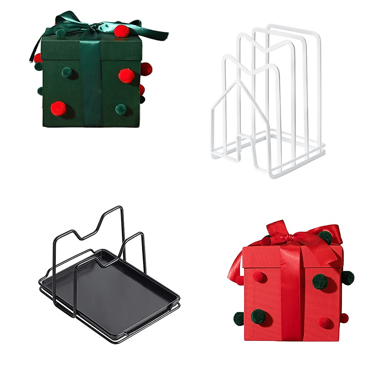 SUNFCON Cutting Board Rack Chopping Board Organizer and Pot Pan Lids Holder Spoon Rest Holder White