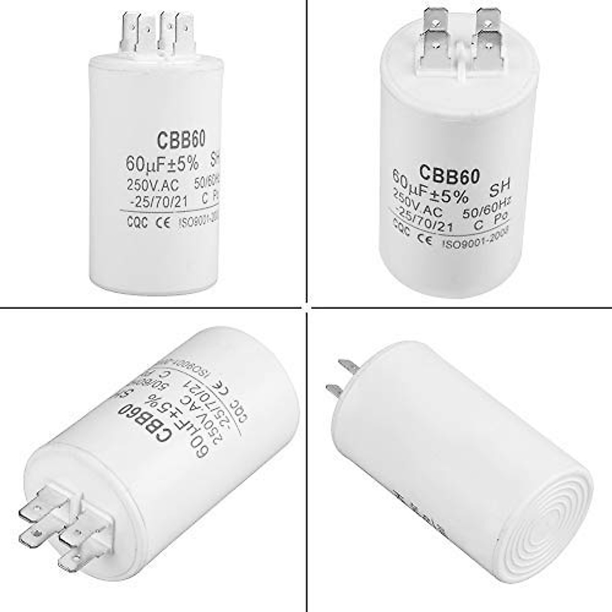 60uF CBB60 Capacitor, CBB60 Run Capacitor for Start-up of AC Motors with Frequency of 50Hz/60Hz,for Washer Air Conditioners Compressors Pump and Motors.