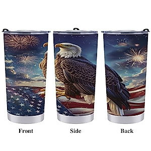 zxxpensy 20 Oz Tumbler Travel Cup Bald Eagle Water Bottle, Stainless Steel Vacuum Insulated Coffee Mug with Straw Lid And Cleaning Brush