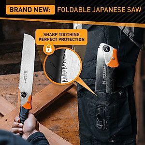 HARDTWERK Zen Japanese Pull Saw Foldable [Kataba] 9.5 inch Japanese Saw Hand Saw (SK4 Carbon Steel) for DIY & Woodworking - Pull Saw Wood Saw