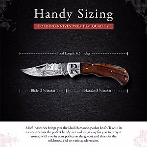 Morf Steelware Customized Damascus Steel Pocket Knife Handmade Folding Knives Small Pocket Knife for Outdoor, Camping, Hiking Back Lock Blade Made of Damascus Steel