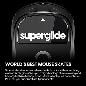 Superglide Glass Mouse Skates - Super Smooth Glide, Polished Round Edge, Super Fast Gaming Mouse Feet with Durable Sole for Logitech G Pro X Superlight1 (Type-S, Black)