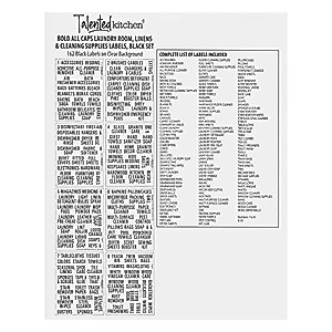 162 Pieces Laundry Room Labels, Bold All Caps Black Print on Clear Stickers for Linen Closet, Cleaning Supplies (Water Resistant)