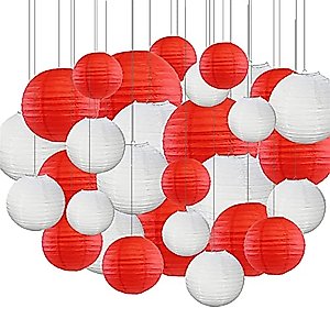 Lifyn2 Lantern 30 Pcs/Set Red and White Chinese Paper Lantern 6“ 8“ 10” 12” lanterne Papier lampion Wedding Boule chinoise Hanging Decor