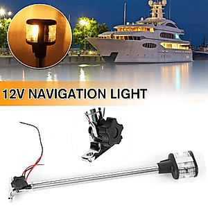 PerGar 12V‑24V Navigation Signal Stern Lamp, Marine Boat Yacht Pontoon Navigation Anchor Light, 360 Boat Navigation Lights for Marine Yacht Fishing Boats Speedboats