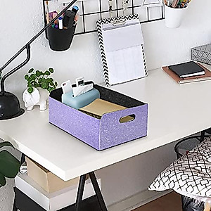 Kigai Collapsible Felt Storage Bins Purple Sequins Rectangle with Handle Storage Bins Baskets Toys Storage Basket for Organizing Closet Clothes Office Books Home Decor