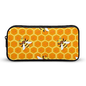 Yellow Bees Pencil Case Stationery Pen Pouch Portable Makeup Storage Bag Organizer Gift