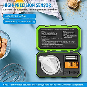 AMIR Professional Digital Mini Scale, 20g-0.001g Pocket Scale, Electronic Smart Scale with 20g Calibration Weight (Battery/Tweezers Included)
