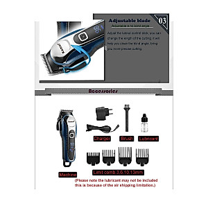 KEMEI 5-Star Rechargeable Razor Professional Hair Trimming Multigroom Beard Trimmer Kit for Face, Head, Body Hair Styling and Grooming LED Display with Stainless Steel Metal Housing Cordless/Cord…