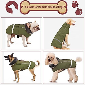 Doglay Dog Winter Coat with Thicken Furry Collar, Fleece Lining Reflective Warm Dog Jacket, Waterproof Adjustable Dog Clothes for Cold Weather, Soft Puppy Vest Apparel for Small Medium Large Dogs