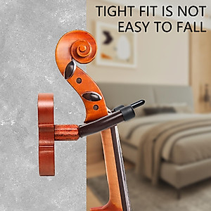 DODOMI Mahogany Violin Wall Mount Hanger with Bow Hook - Violin and Viola Stand