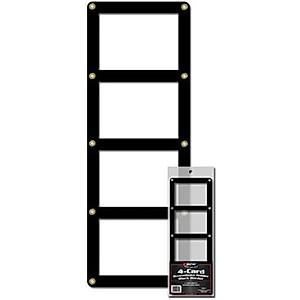 BCW 4 Screwdown Card Holder | Black Border | Holds 4 Standard Trading Cards | Brass Screws | Recessed Card Areas for Extra Protection | Durable Polypropylene Construction | Secure Display Case