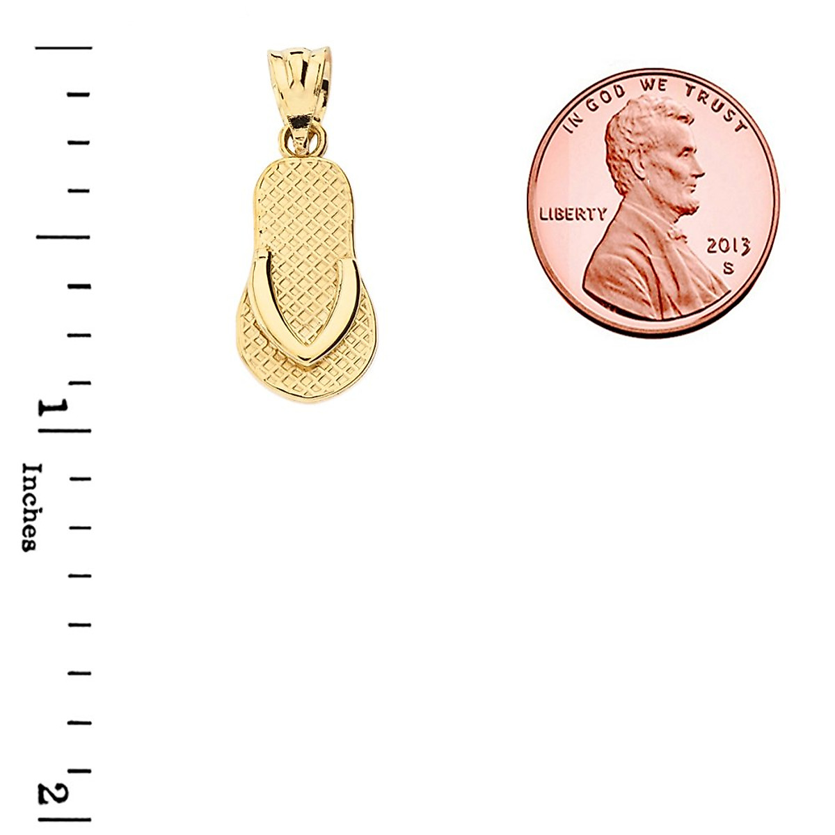 Elegant 14k Yellow Gold Flip Flop Charm Pendant