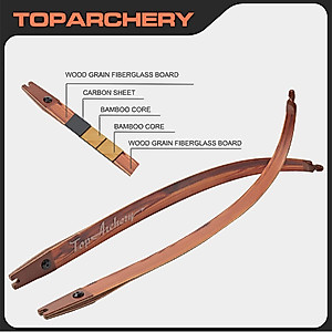 TOPARCHERY Archery Takedown Hunting Recurve Bow Limbs Replacements 25-60lbs ILF Bowlimbs for Recurve Bow Tradition Hunting and Target Shooting (Brown, 50LB)