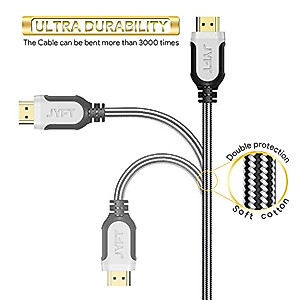 JYFT HDMI Cable 6ft - HDMI 2.0 (4K @ 60fps), High Speed with Ethernet 18Gbps, Audio Return, Video 4K 2016P HD, 1080P 3D, Blue-ray, Support Apple TV, Xbox, PS3, PS4, HDTV, 1Pack