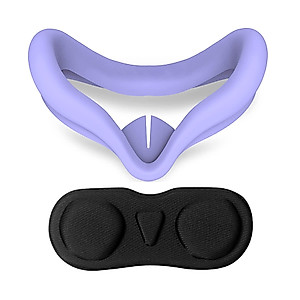 Gwyoneaon Protective Cover for Oculus/Meta Quest 2 Accessories, Silicone Controllers Grip Cover Protector, Soft Shell Skin with Face Cover and Lens Cover (Purple)