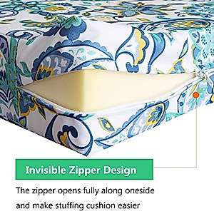 EHouseHome Patio Chair Seat Cushion Covers,Washable UV Resistant Slip Covers Replacement,Waterproof Outdoor Furniture Cushion Pillow Seat Cover for Couch,Garden,Sofa,22"×22"×4"(4 Covers Only,Paisey)