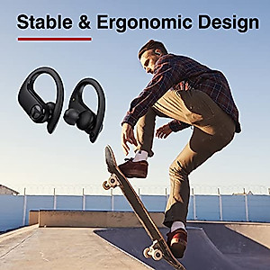 TRANYA X1 Wireless Earbuds Bluetooth Headphones 66Hrs Playtime with Wireless Charging Case & LED Display, Over-Ear Waterproof Earphones with Earhook, Headset with 4-Mic for Sports Workout Black