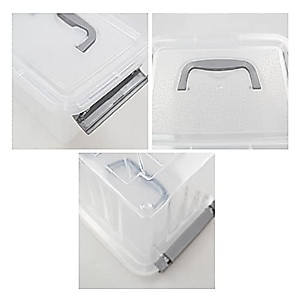 Jekiyo 3.5 Quart Small Storage Box with Handle, 6 Pack Clear Stackable Storage Bin